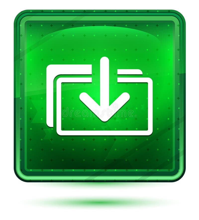Download Files Icon Neon Light Green Square Button Stock Illustration ...