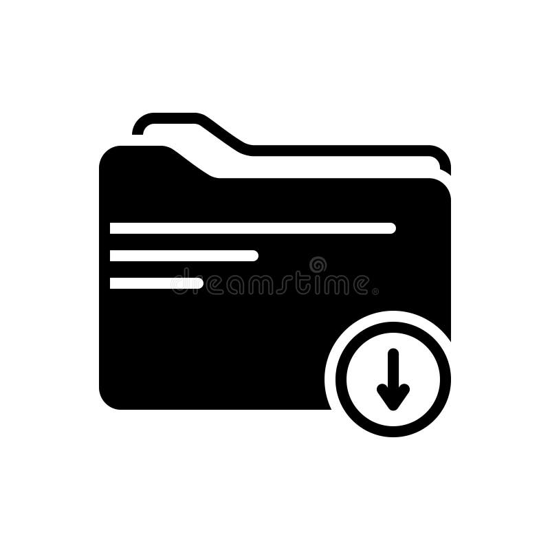 Black Solid Icon for Download Folder, Arrow and File Stock Vector ...