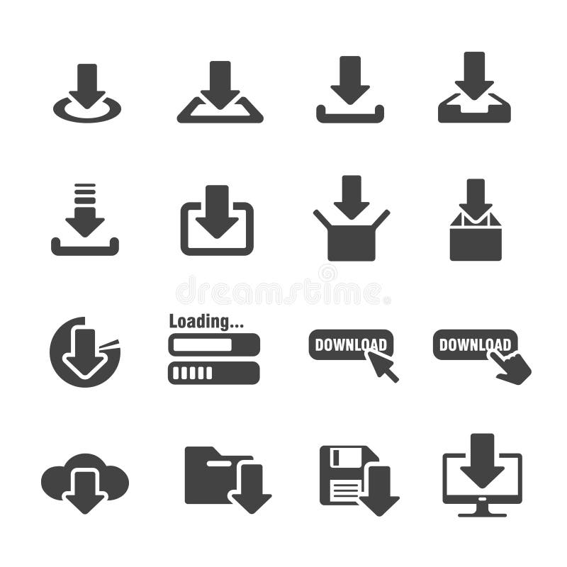 Download icon, button stock vector. Illustration of blue - 12688542