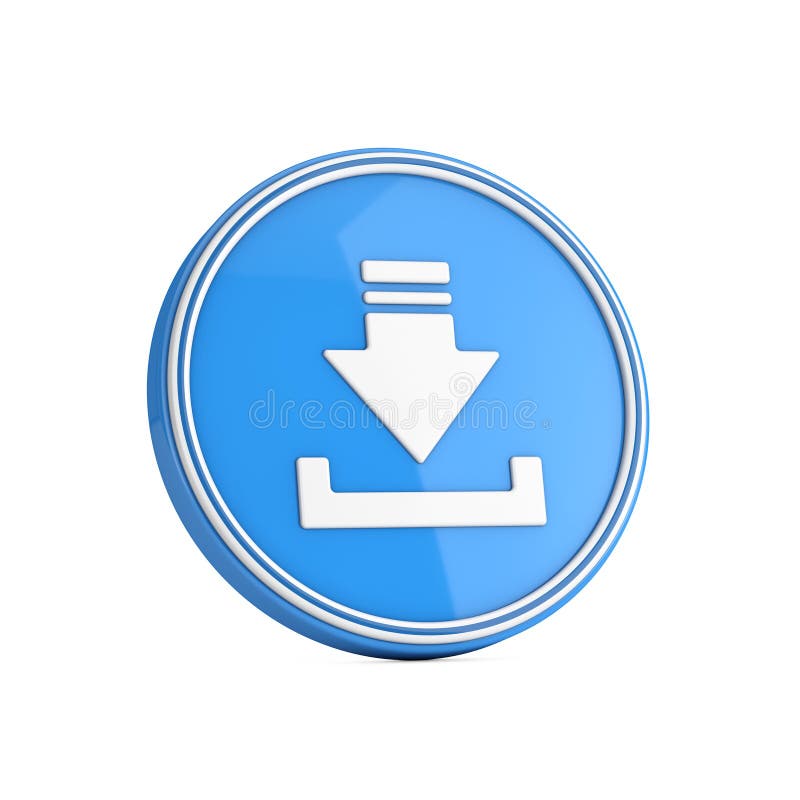 3d Blue Download Button Icon White Arrow Background Stock Photos - Free ...