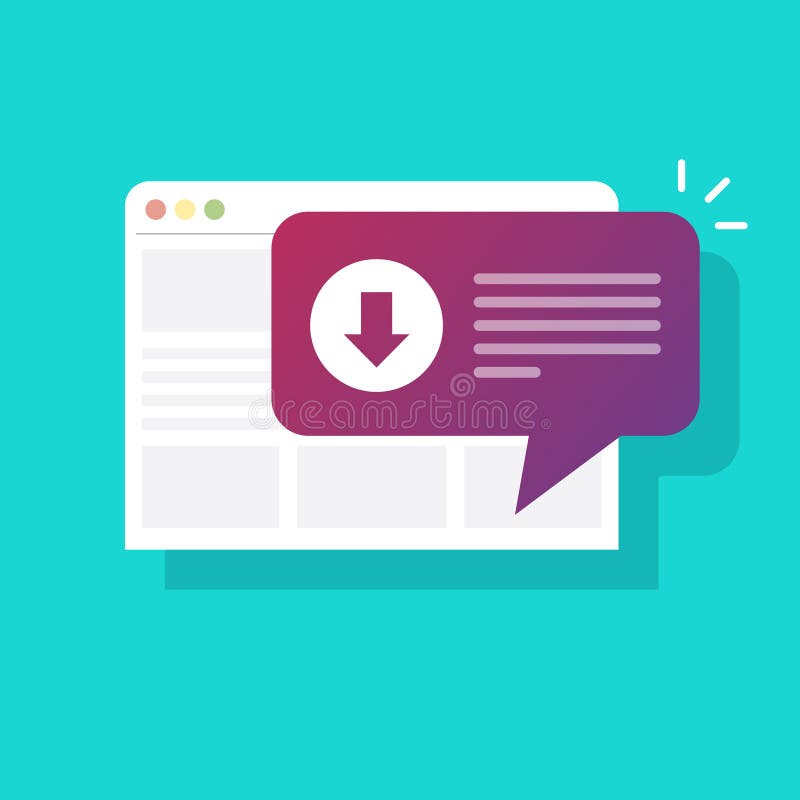 Download Icon in Bubble Push Notification on Browser. Vector ...