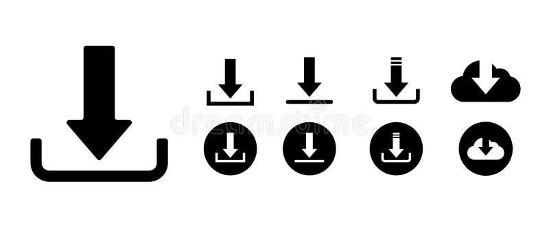 Download Icon, Digital File Download Symbol, Black Button, Round Icon ...