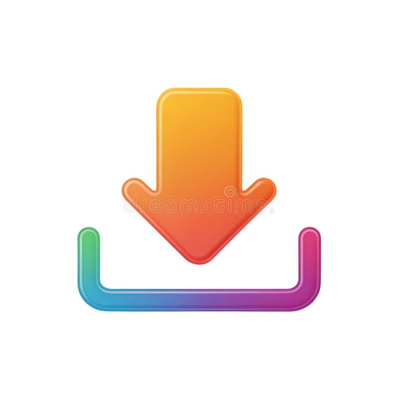 Download Icon with Gradient Arrow Pointing Down into a Box on White ...