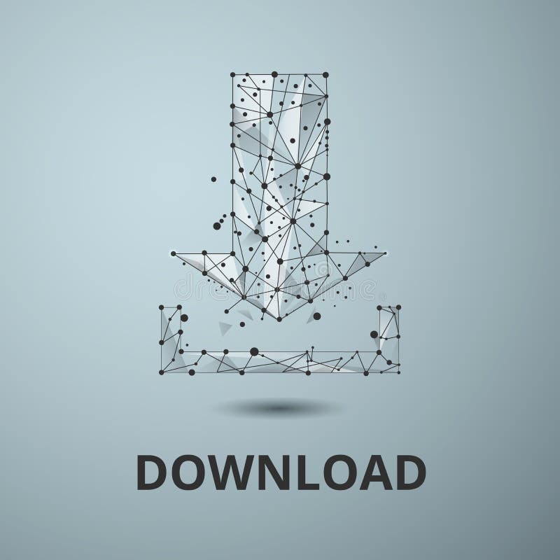 Download Icon. Low Poly Design with Lines and Dots Stock Vector ...