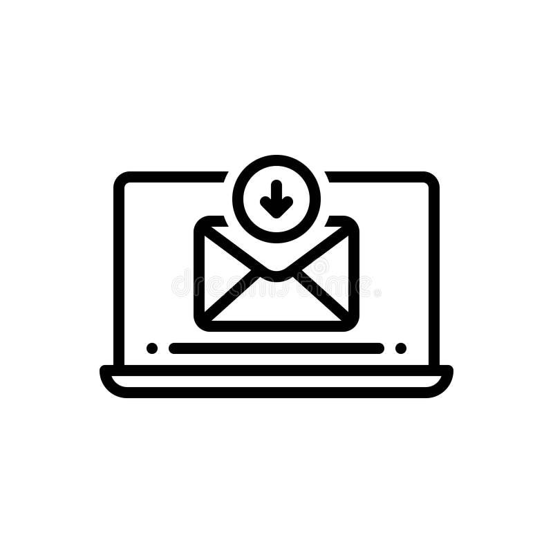 Black Line Icon for Download, Process and Letters Stock Vector ...