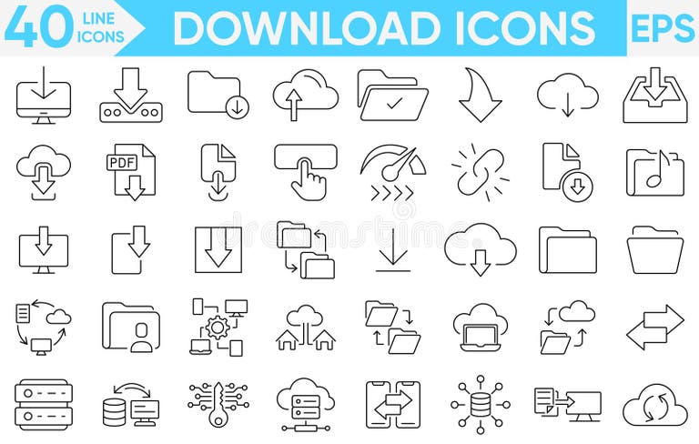 Download Icon Set. Containing Upload, Document, Link, Download File ...