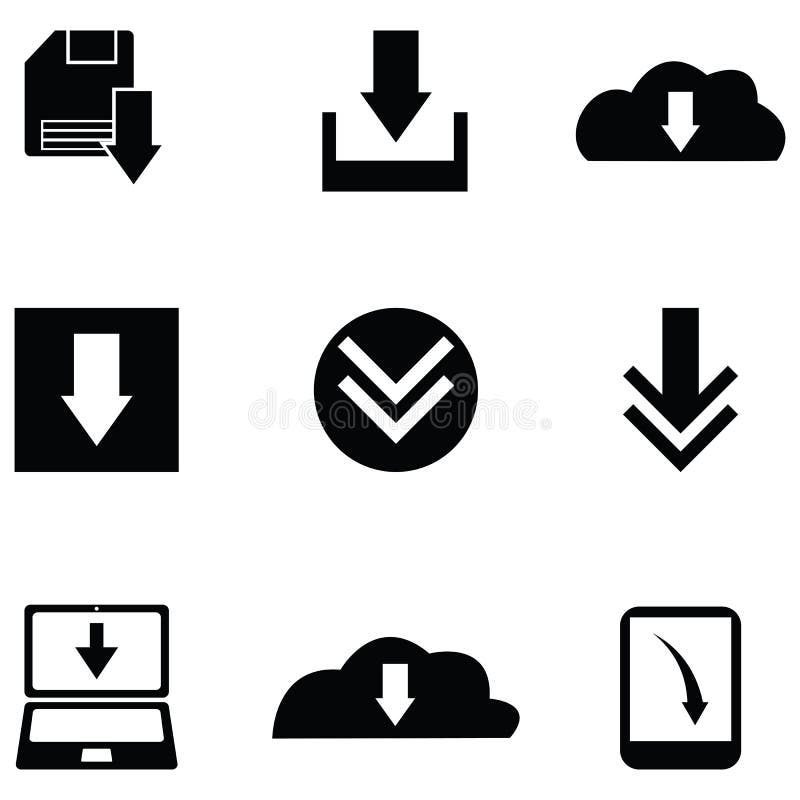 Download icon set stock vector. Illustration of website - 107347919