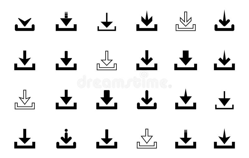 Download Icon Vector in Various Style. Down Arrow Sign Symbol Stock ...