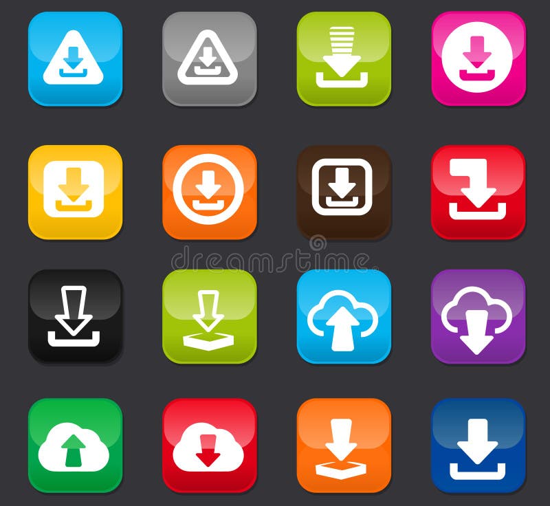 Download icon set stock vector. Illustration of inbox - 131514491