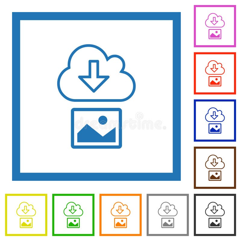 Download Image from Cloud Outline Flat Framed Icons Stock Vector ...