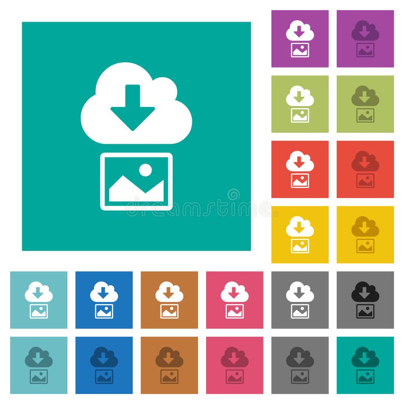 Download Image from Cloud Solid Square Flat Multi Colored Icons Stock ...