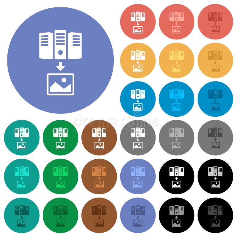Download Image from Server Solid Round Flat Multi Colored Icons Stock ...