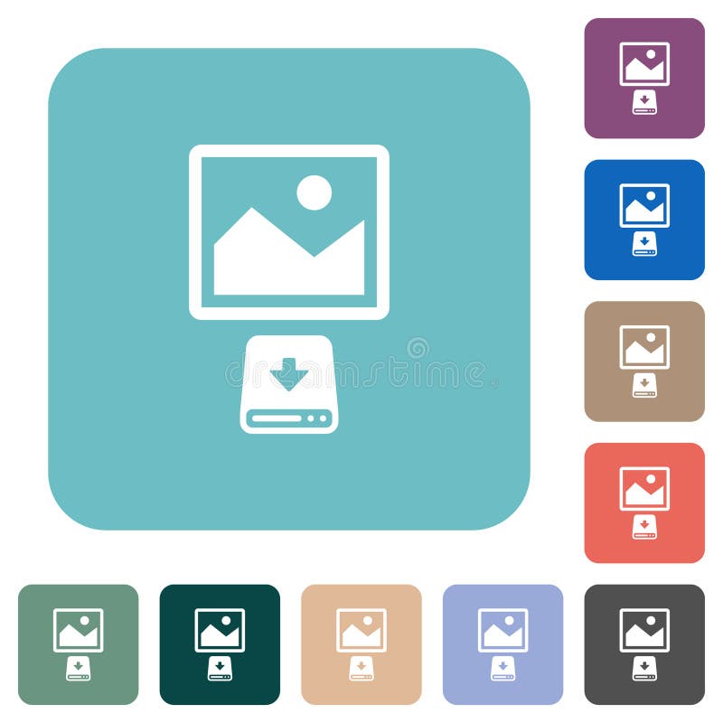 Download Image To Hard Disk Rounded Square Flat Icons Stock Vector - Illustration of operation ...