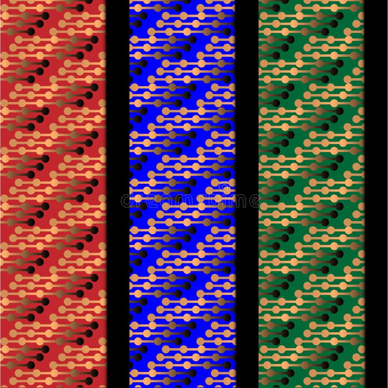 Detailed Dot Line Pattern Set: Red, Blue, Green - Intricate Design for ...