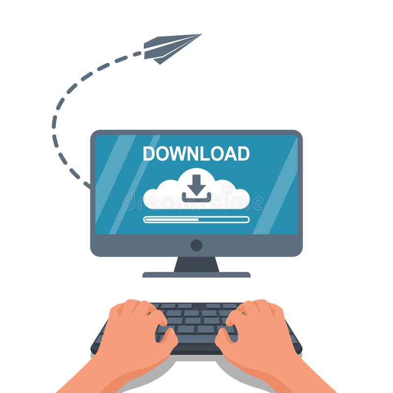 Download Laptop Icon. File Download from the Cloud on Screen Stock ...