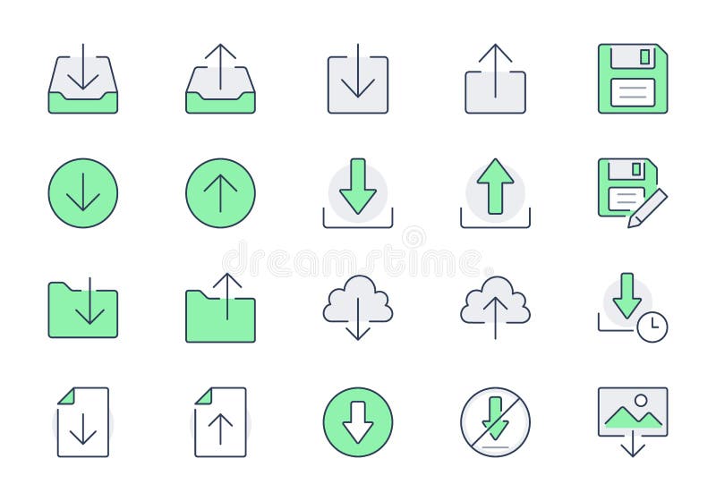 Download Line Icons. Vector Illustration Include Icon - Upload, Cloud ...