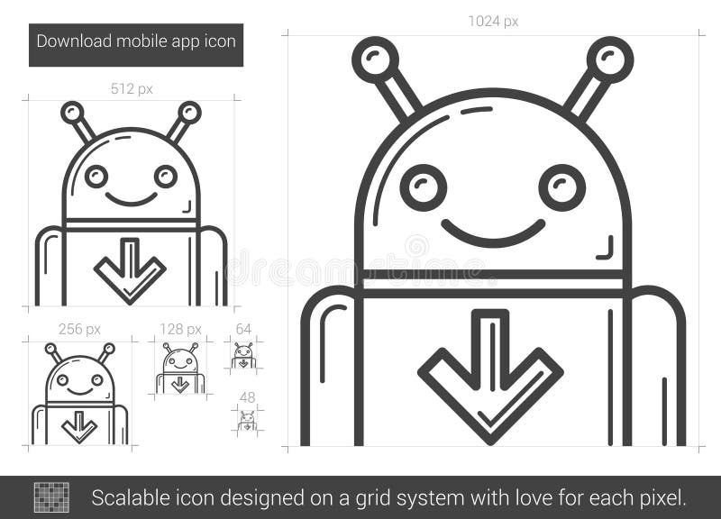 Download Mobile App Screen Outline Icon Stock Vector - Illustration of ...