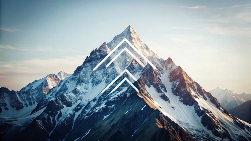 Mountain and Arrow. Success and Vision Concept. Wireframe and Low ...