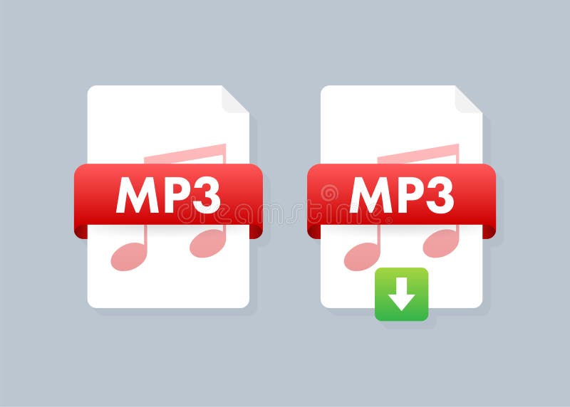 Download MP3 Button on Laptop Screen. Downloading Document Concept ...