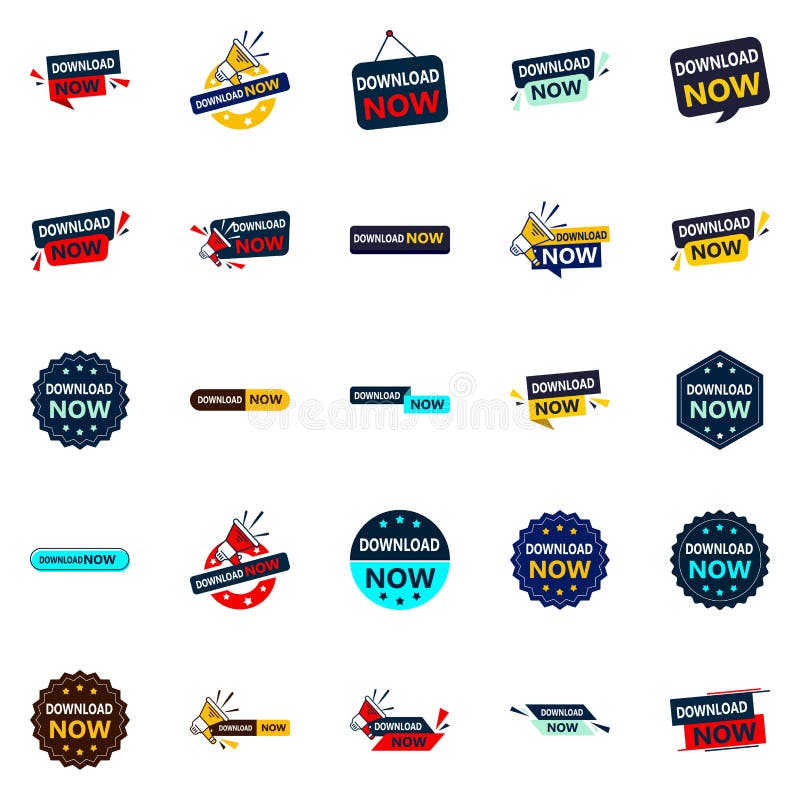 Download Now Banner Pack 25 Different Styles Stock Vector ...