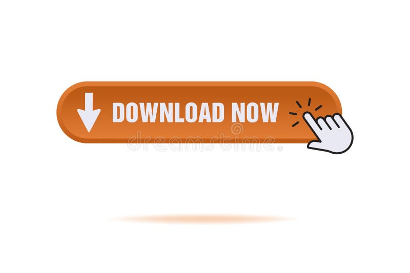 Download Now Button with Hand Clicking Orange Color Vector Icon ...