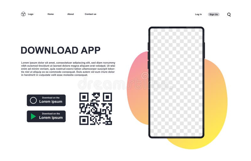 Download Page of the Mobile App. Download Buttons with Scan Qr Code ...