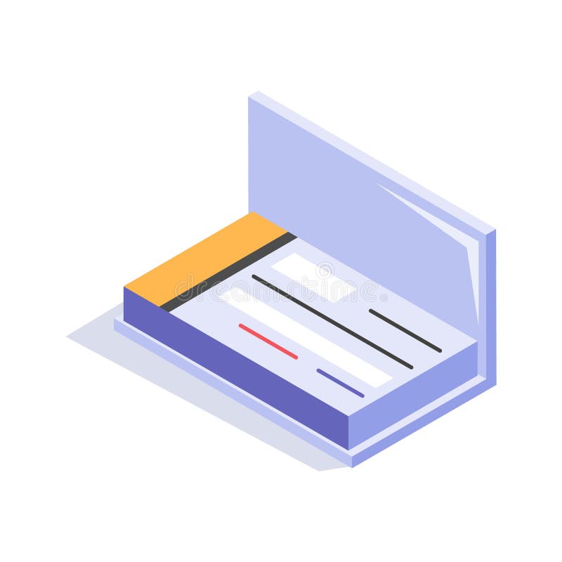 Download this Premium Vector of Cheque Book in Trendy Isometric Style ...