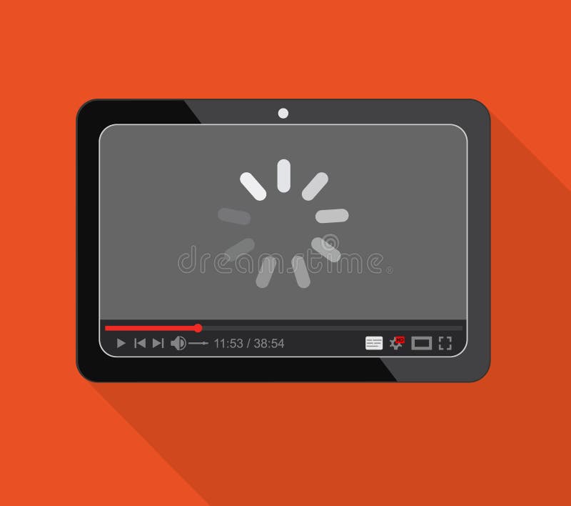 The Download Process on the Digital Tablet Screen. Vector Illustration ...