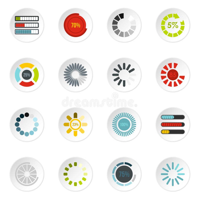 Download Progress Bar Icons Set, Flat Style Stock Vector - Illustration ...