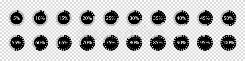 Download Progress Circle Icons - Vector Illustrations from 5 To 100 ...