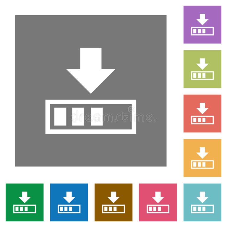 Download in Progress Square Flat Icons Stock Vector - Illustration of ...
