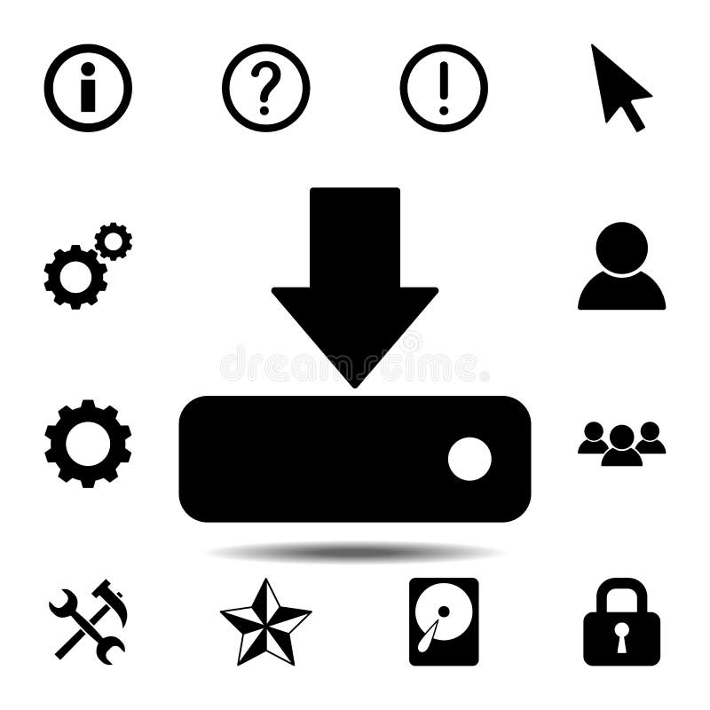 Download or Save To Hard Disk Icon. Simple Glyph Vector Element of Web ...
