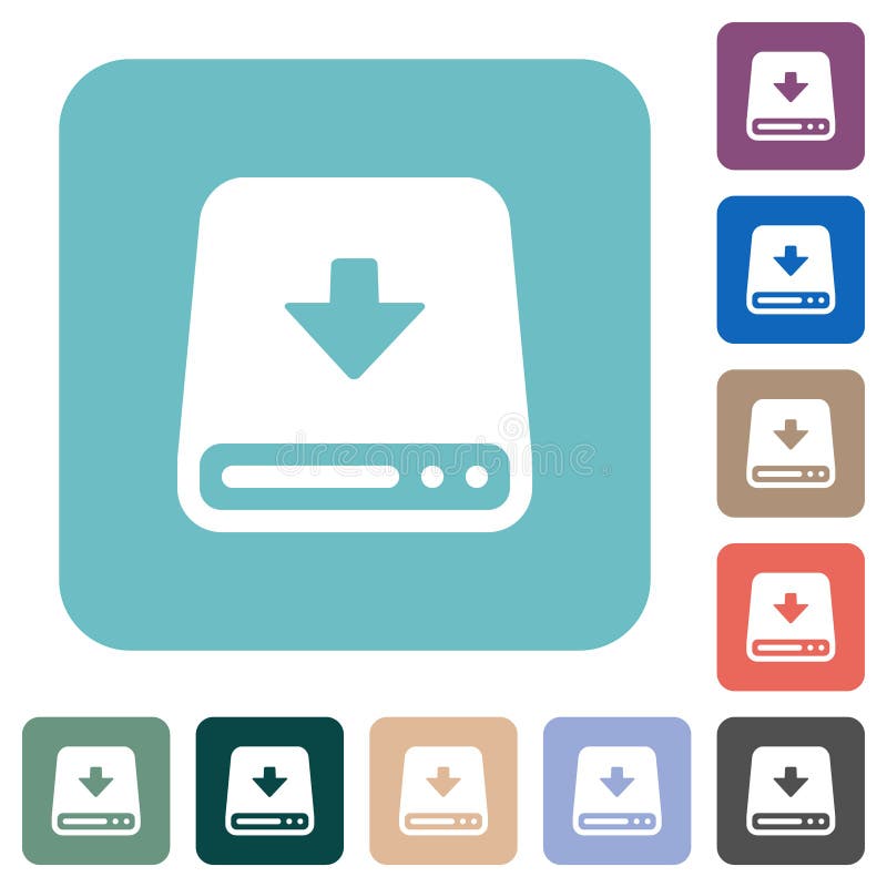 Download To Hard Disk Rounded Square Flat Icons Stock Vector - Illustration of movement ...