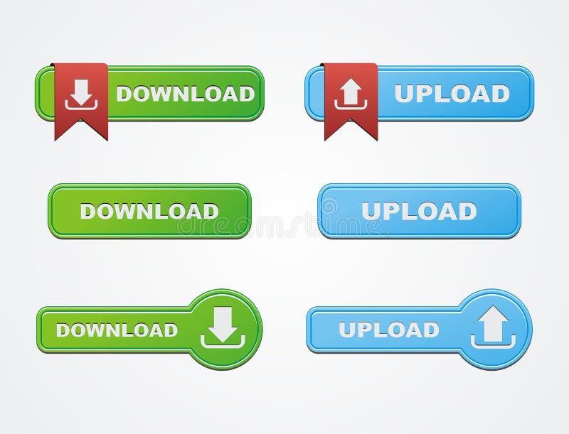 Download and Upload Button Sets Stock Vector - Illustration of data ...
