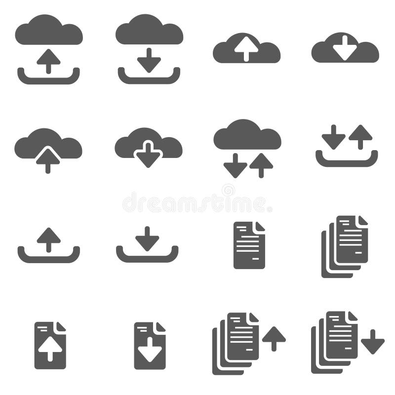 Download Upload Buttons Icons Set Stock Vector - Illustration of green ...