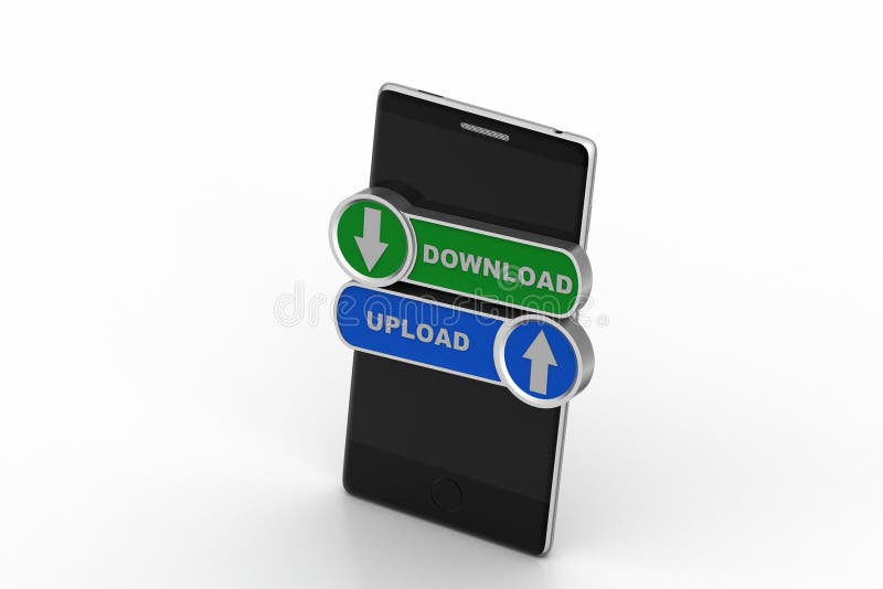 Download and Upload Icon on the Smart Phone Stock Illustration ...