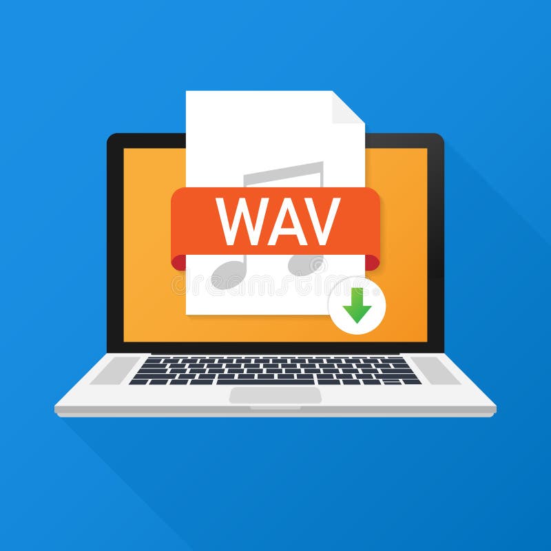Download WAV Button on Laptop Screen. Downloading Document Concept ... Download WAV Button on Laptop Screen. Downloading Document Concept ...