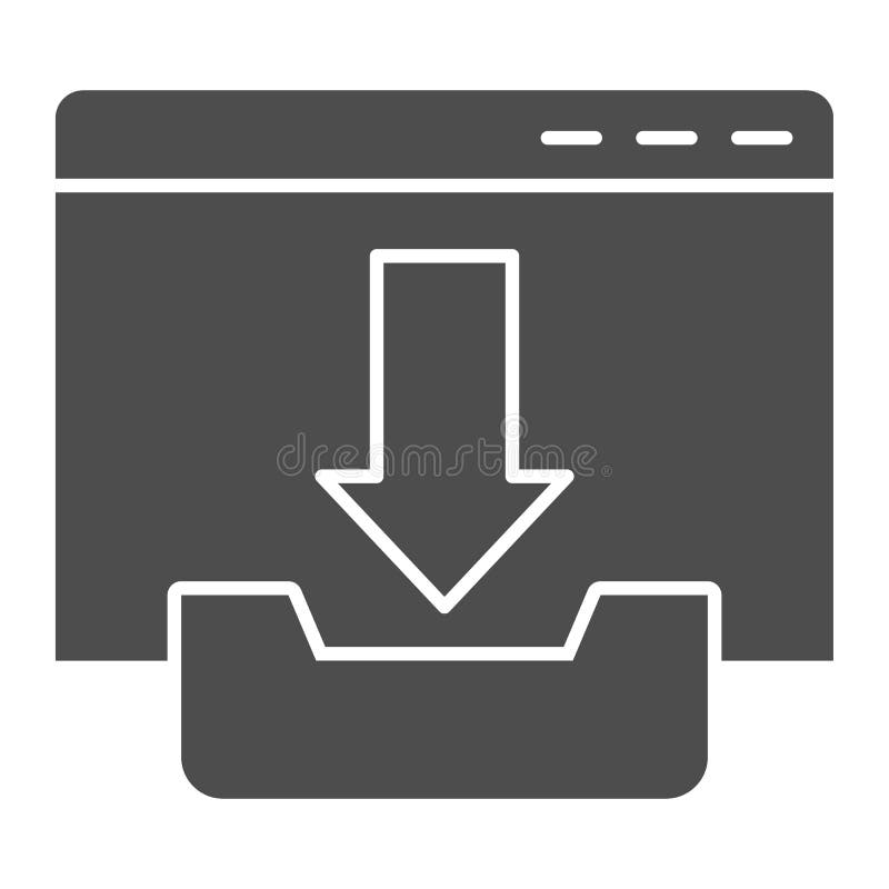 Download Window Solid Icon. Browser Page with Upload File Sign Stock ...
