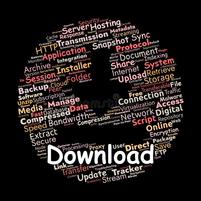 Download Word Cloud. Essential Topics for Digital Storage and Data Transfer Stock Illustration ...