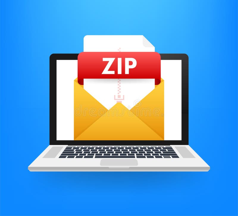 Download ZIP Button on Laptop Screen. Downloading Document Concept ...