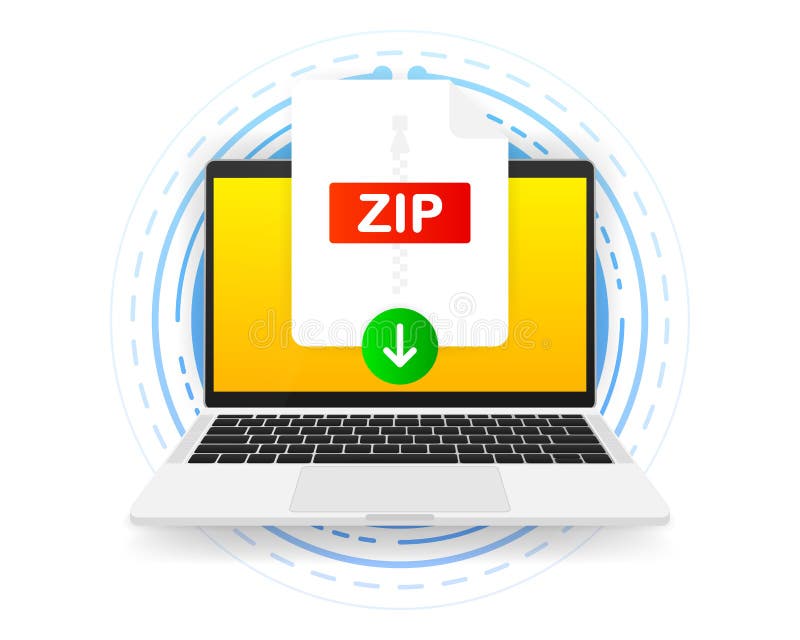 Download ZIP Icon File with Label on Screen Computer. Downloading ...