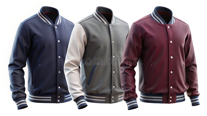 Downloadable Blank Varsity Jacket Mockup Front Back Views Multiple ...