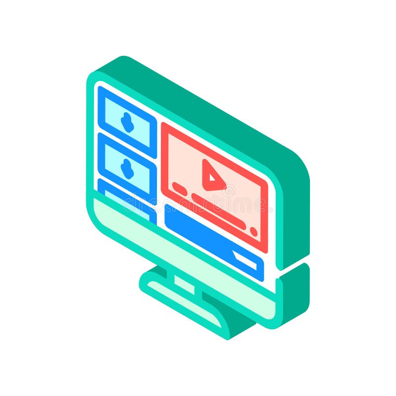 Downloadable Content Education Platform Isometric Icon Vector ...