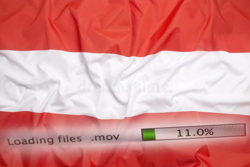 Downloading Files on a Computer, Austria Flag Stock Photo - Image of ...