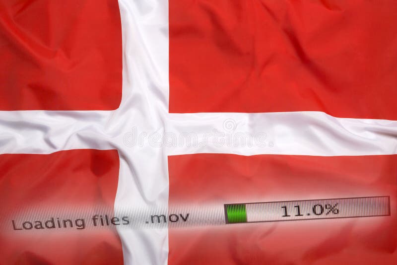 Downloading Files on a Computer, Denmark Flag Stock Photo - Image of ...