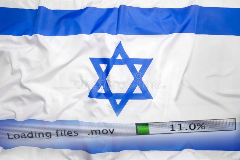 Downloading Files on a Computer, Israel Flag Stock Photo - Image of ...