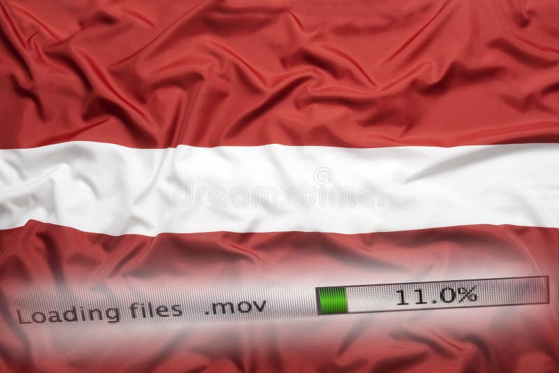 Downloading Files on a Computer, Latvia Flag Stock Photo - Image of ...