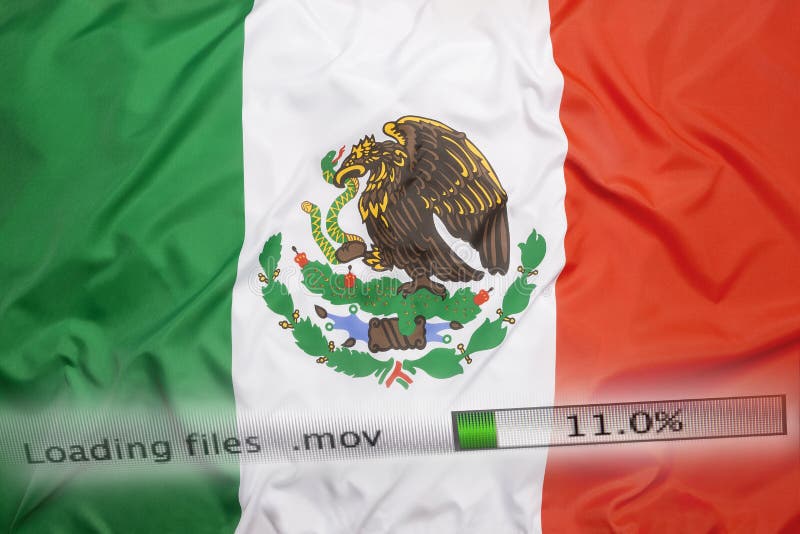 Downloading Files on a Computer, Mexico Flag Stock Photo - Image of ...