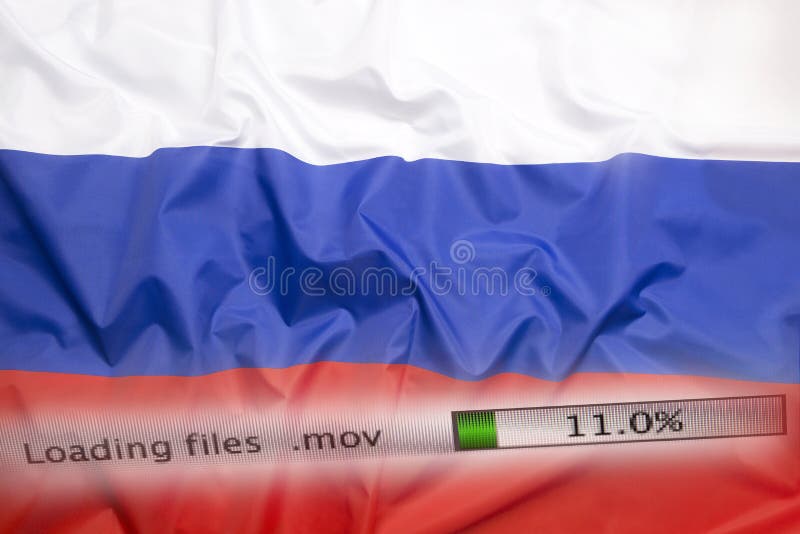 Downloading Files on a Computer, Russia Flag Stock Image - Image of ...
