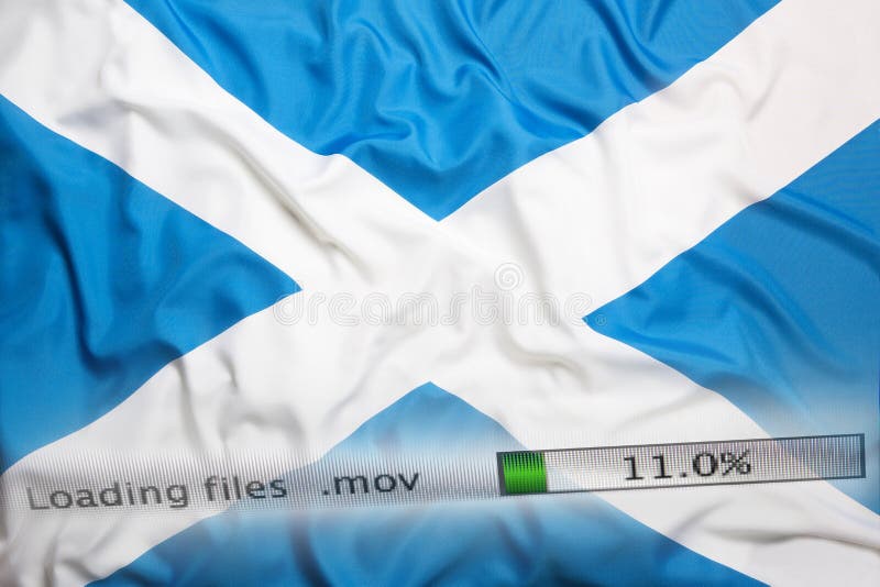 Downloading Files on a Computer, Scotland Flag Stock Photo - Image of ...